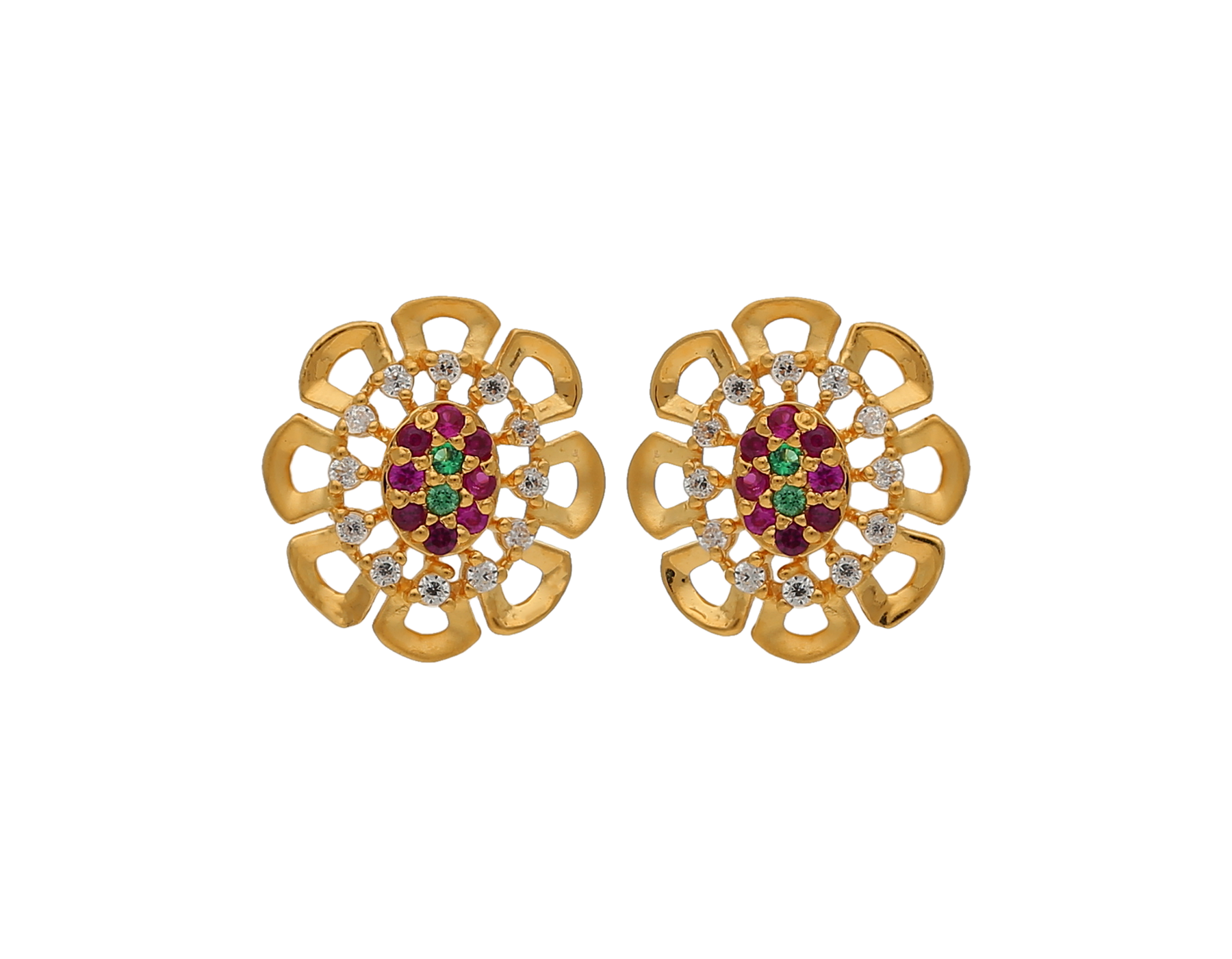 Sree Kumaran | GOLD CASTING FLOWER STUD WITH STONE