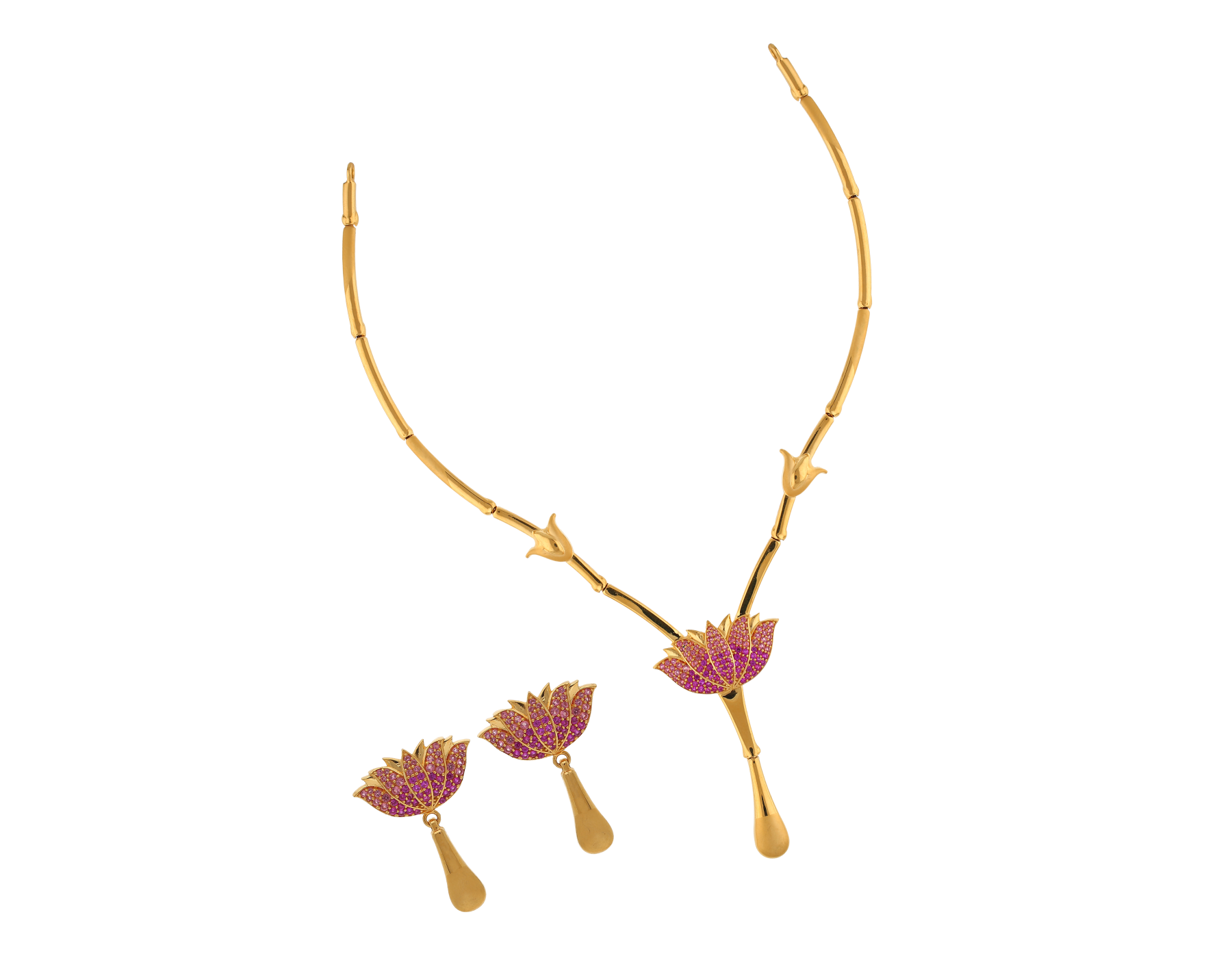 Sree Kumaran | TANUJAA FANCY FLOWER STICK NECKLACE AND STUD