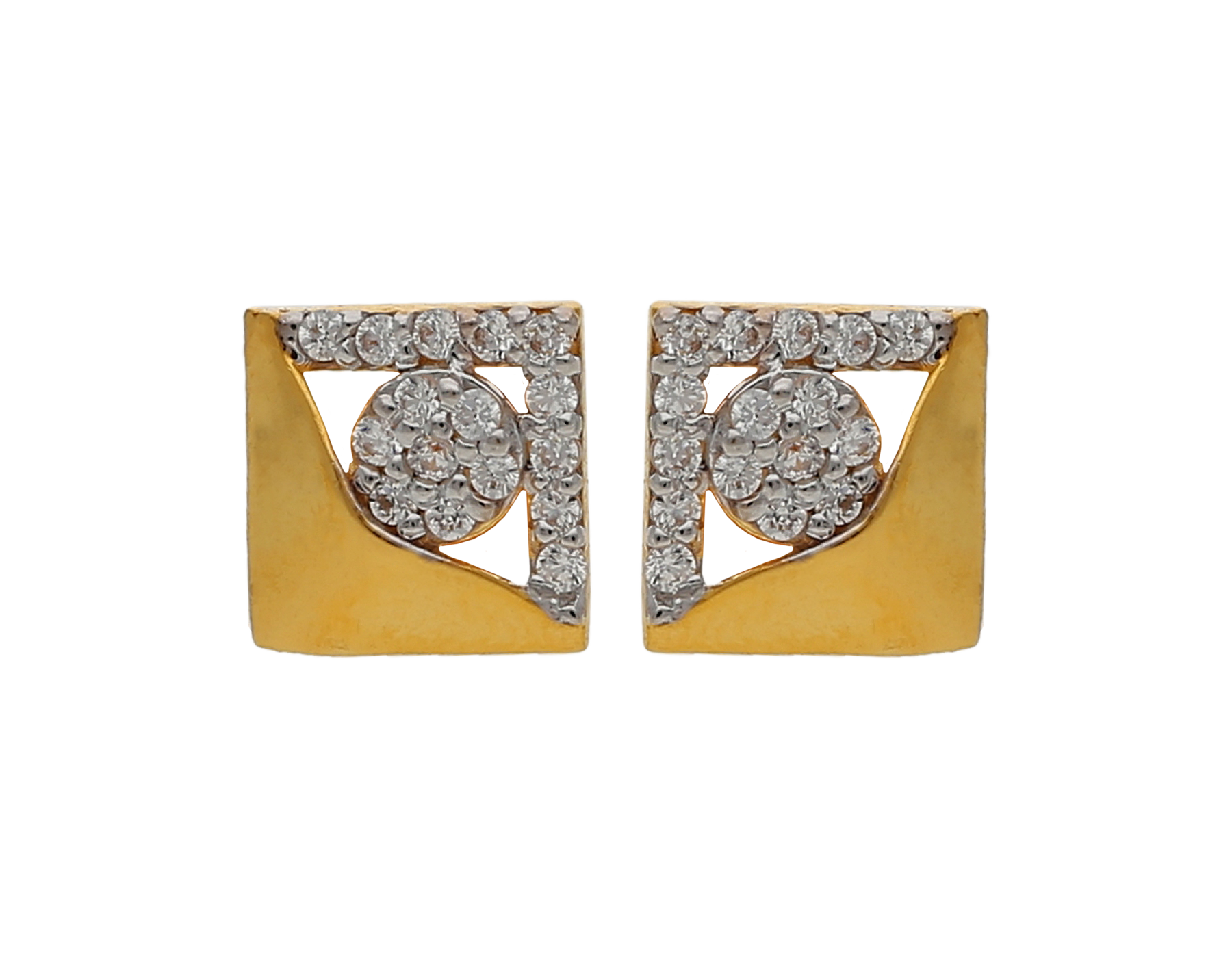 Sree Kumaran | SQUARE CASTING FASHION STUD WITH WHITE STONE