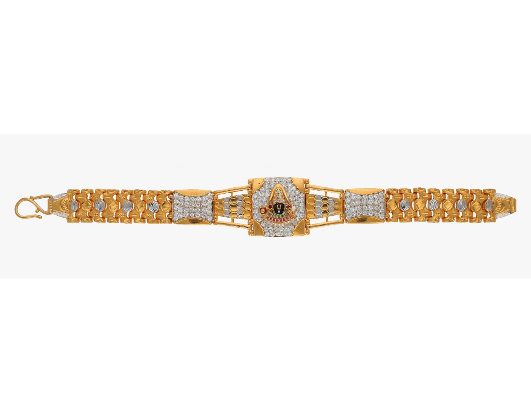 Sree Kumaran | 22K GOLD MEN'S PERUMAL BRACELET WITH ZERCON STONES