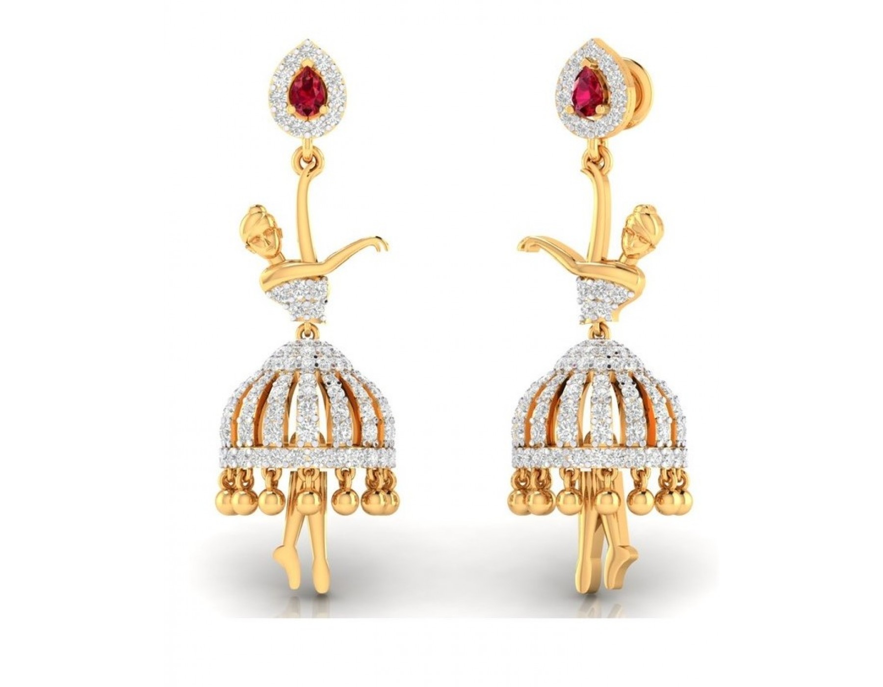 Sree Kumaran | Touched Dancing Doll Gold Studs for Girls